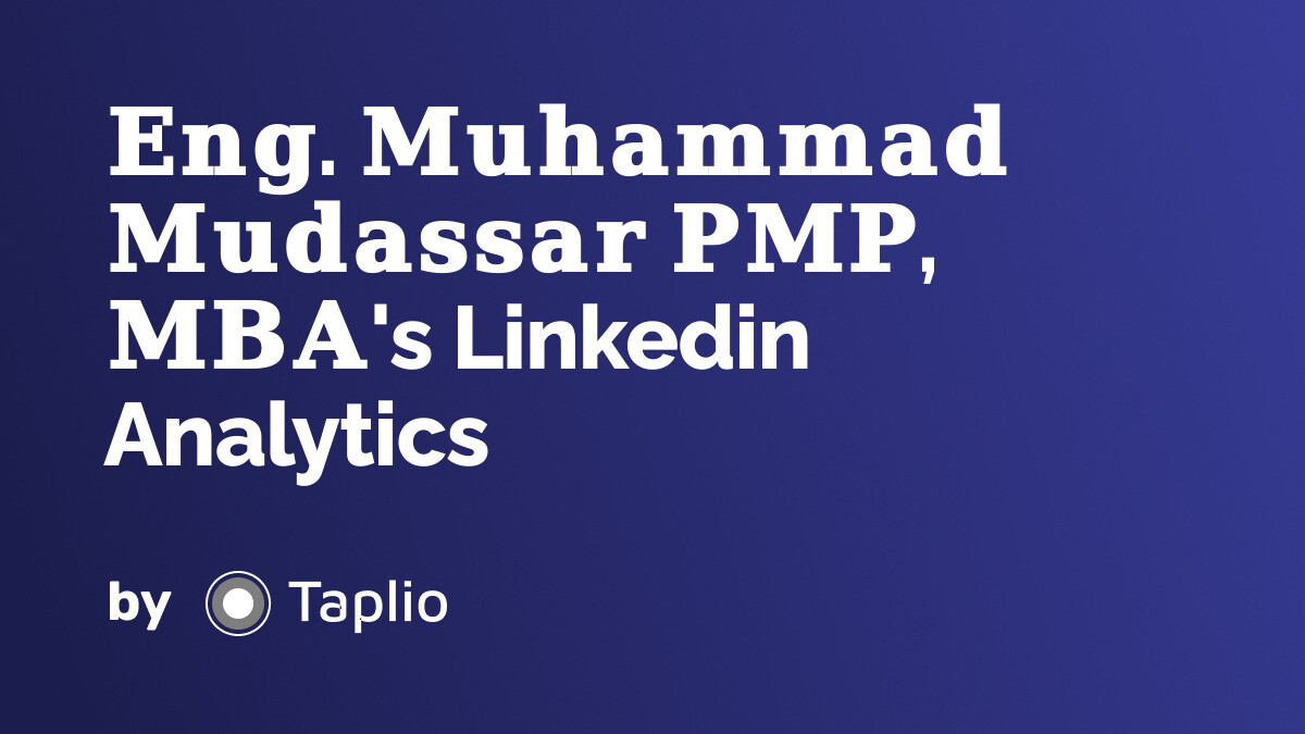 𝐄𝐧𝐠. 𝐌𝐮𝐡𝐚𝐦𝐦𝐚𝐝 𝐌𝐮𝐝𝐚𝐬𝐬𝐚𝐫 𝐏𝐌𝐏, 𝐌𝐁𝐀 - LinkedIn Analytics by Taplio